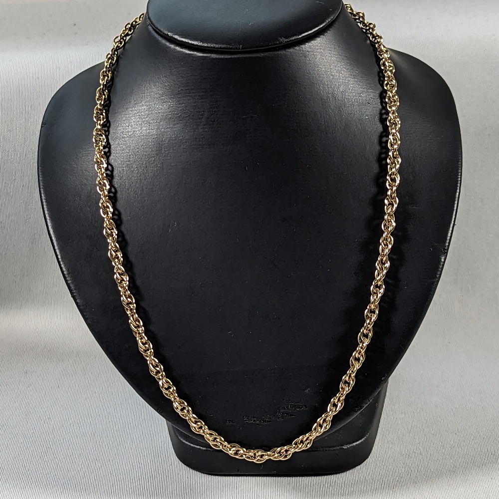 9ct Gold Solid Link Entwined Rope Chain 18.5" - Own4Less